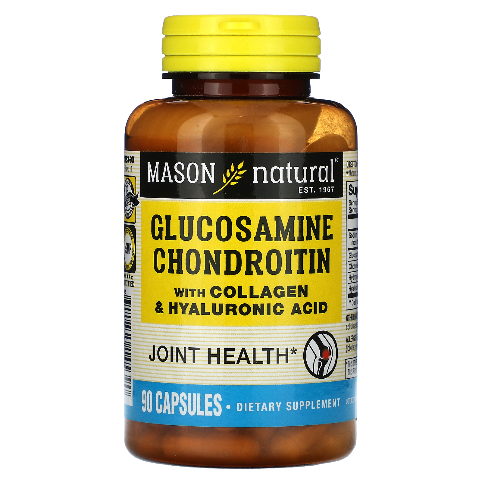 Mason Natural, Glucosamine Chondroitin with Collagen & Hyaluronic Acid ...