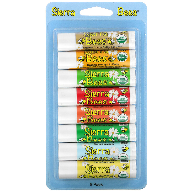 Sierra Bees, Organic Lip Balms Combo Pack, 8 Pack, .15 oz (4.25 g) Each ...
