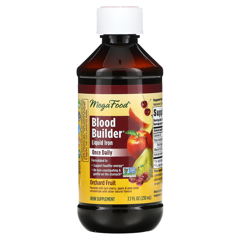 MegaFood, Blood Builder Liquid Iron, Once Daily, Orchard Fruit, 7.7 fl ...