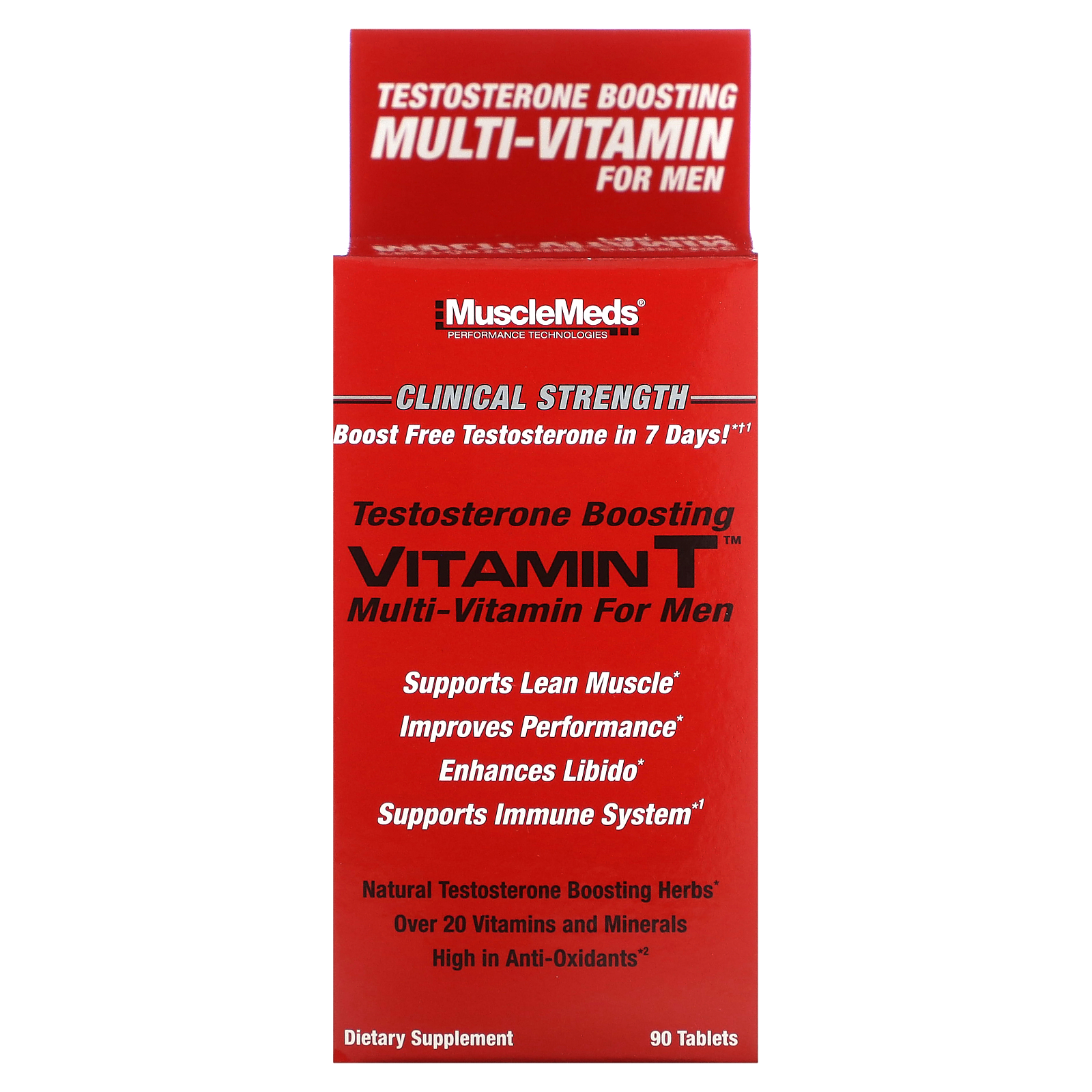 MuscleMeds, Vitamin T, Testosterone Boosting Multi-Vitamin For Men, 90 ...