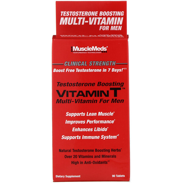 MuscleMeds, Vitamin T, Testosterone Boosting Multi-Vitamin for Men, 90 ...
