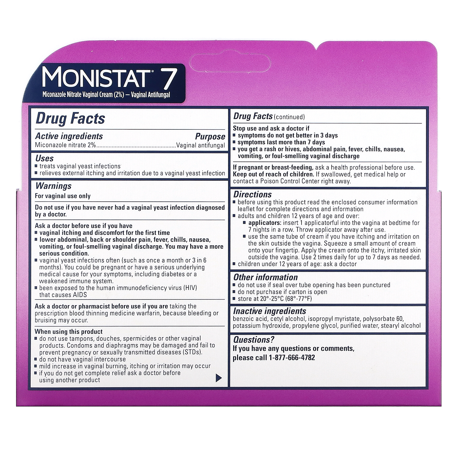 Monistat, 7-Day Treatment Cream, 7 Disposable Applicators + 1.59 oz (45 ...