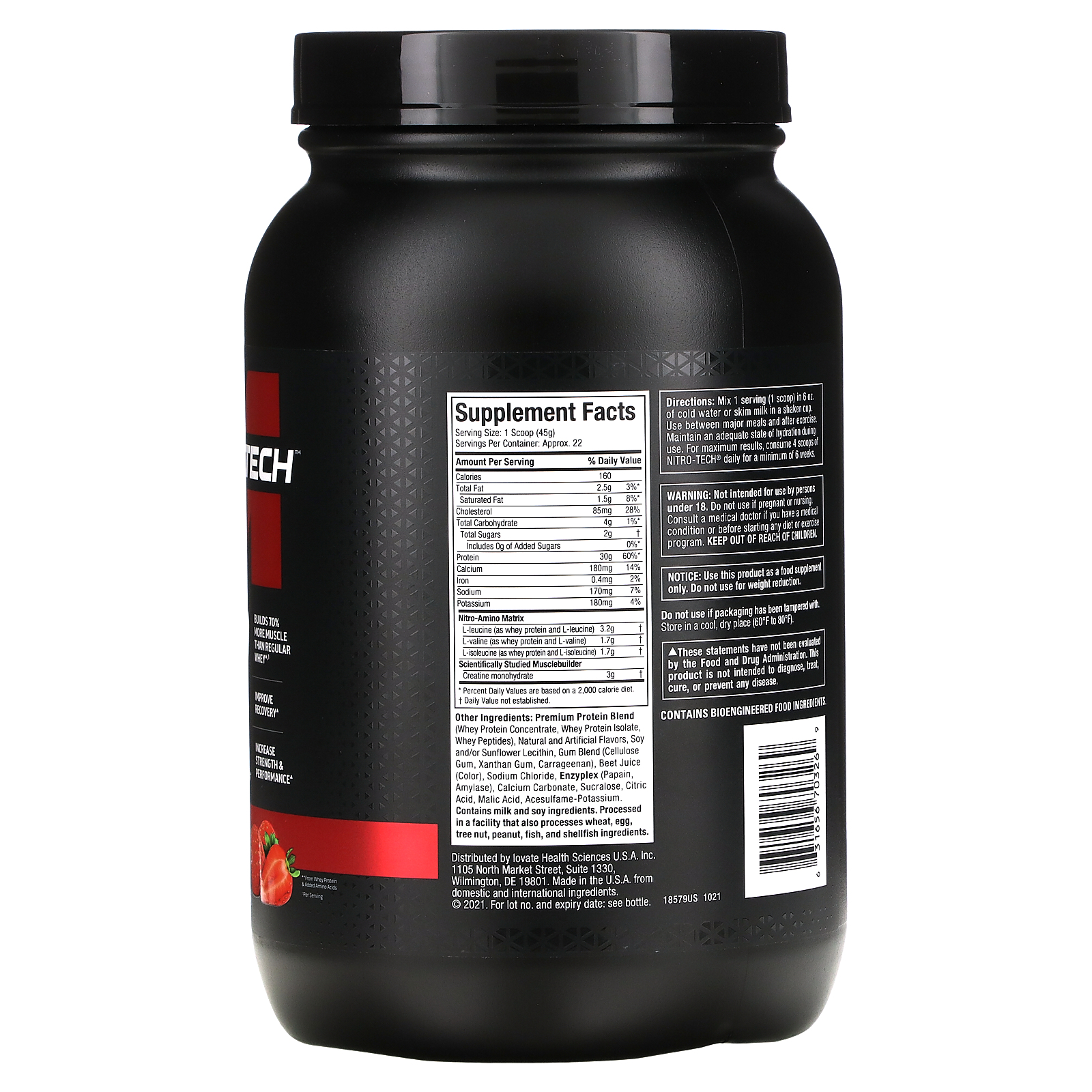 MuscleTech, Nitro-Tech, Whey Protein, Strawberry, 2.2 lbs (998 g)