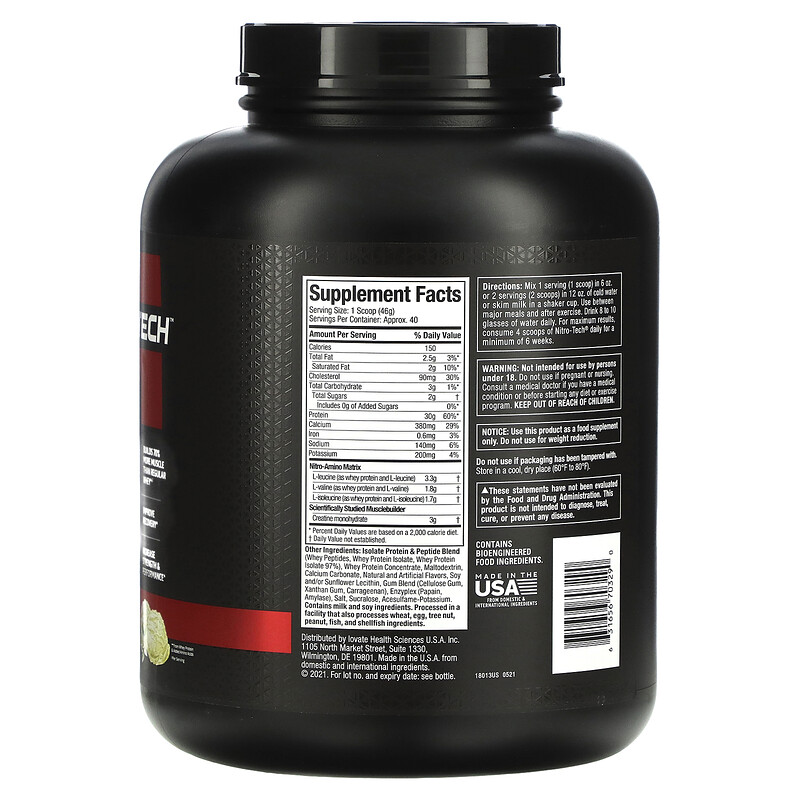 MuscleTech, Nitro Tech, Whey Protein, Vanilla Cream, 4 lbs (1.81 kg)