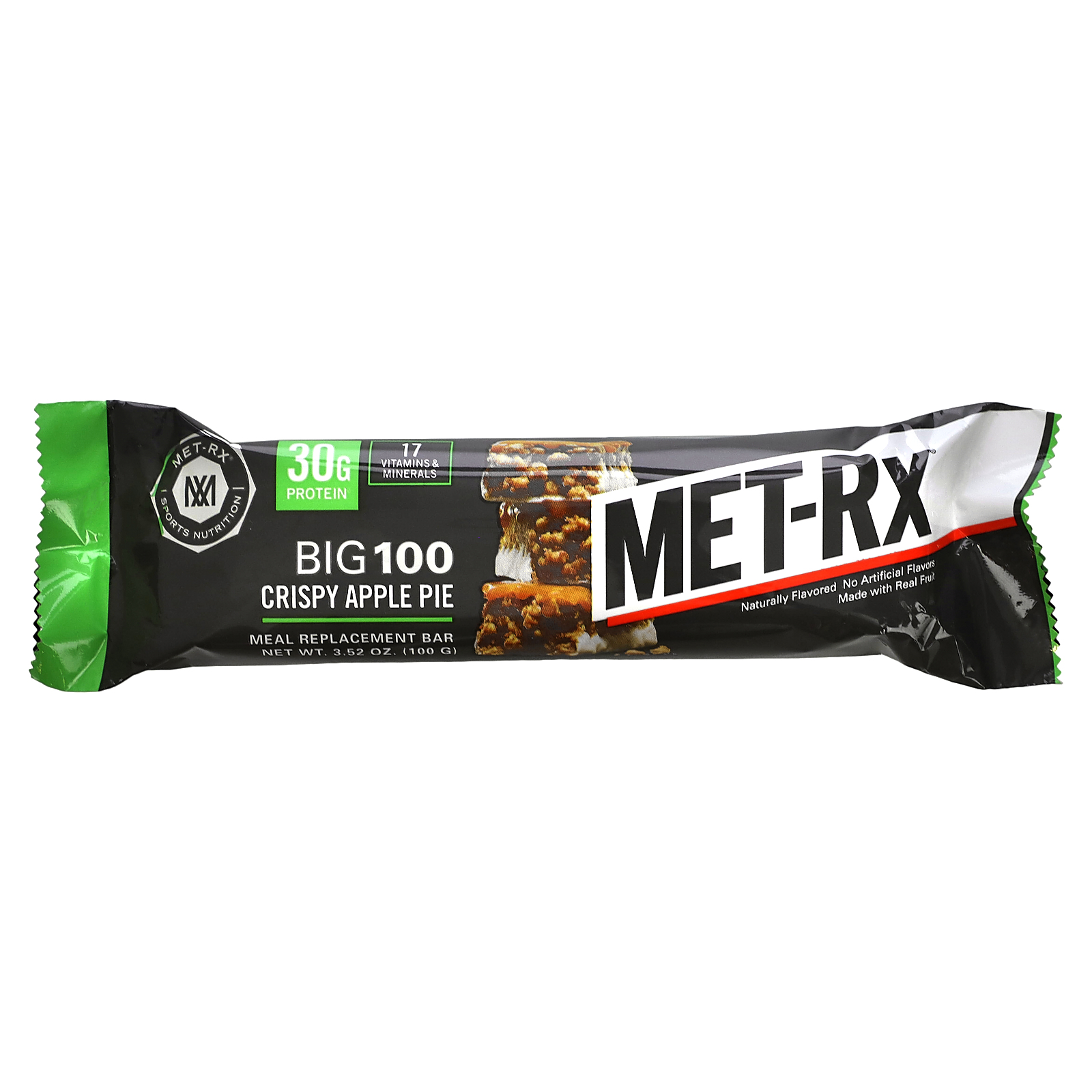 MET-Rx, Big 100, Meal Replacement Bar, Crispy Apple Pie, 9 Bars, 3.52 ...