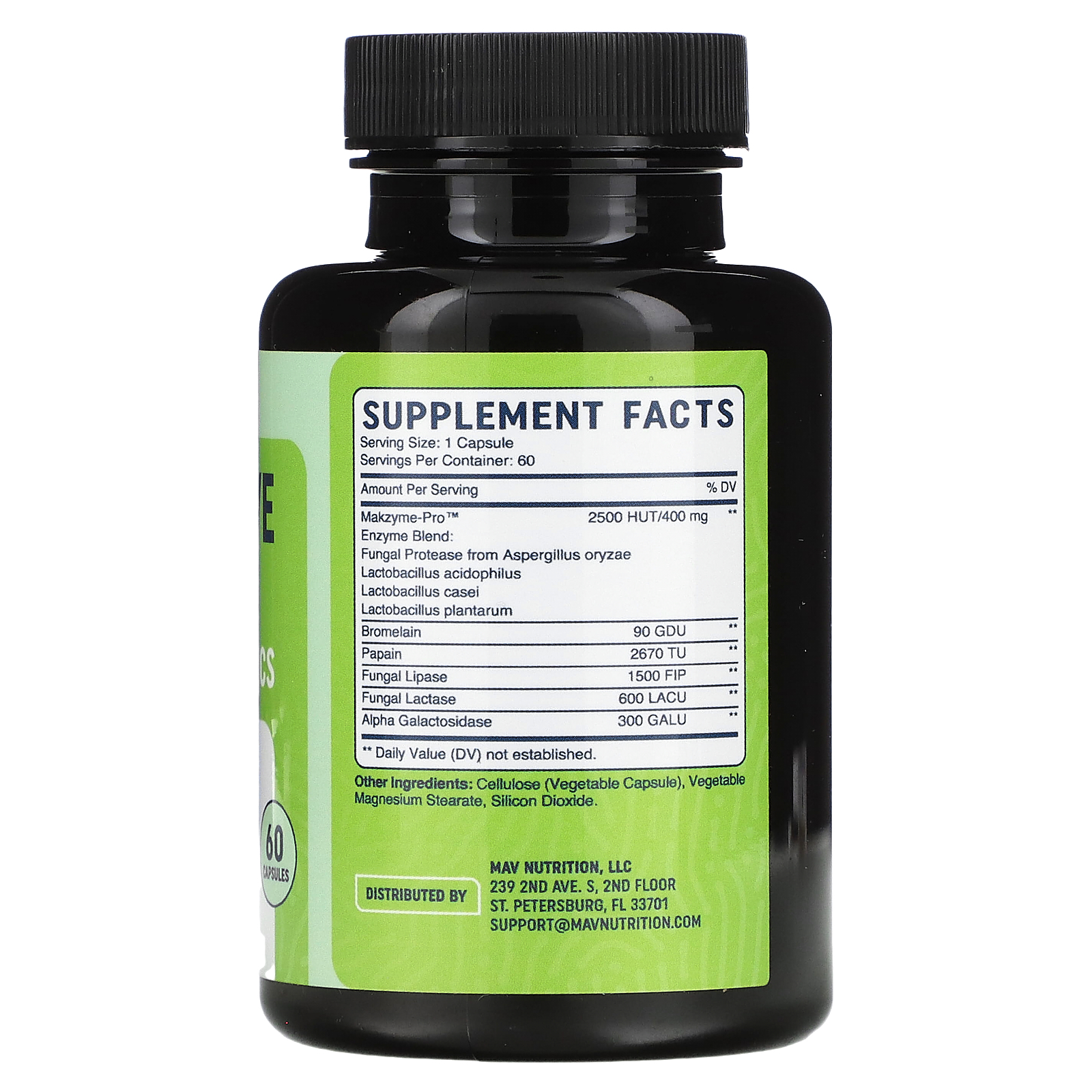 MAV Nutrition, Digestive Enzymes with Probiotics, 60 Capsules