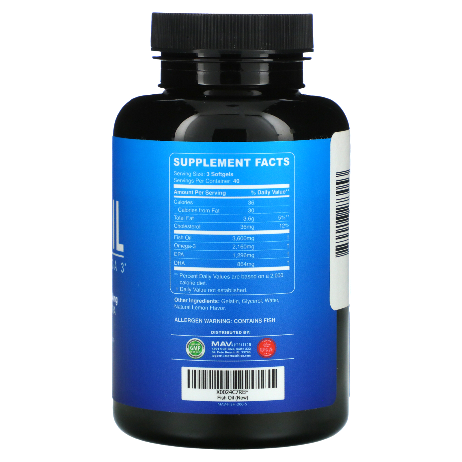 MAV Nutrition Fish Oil Premium Omega 3 Natural Lemon 120 Softgels MAV Nutrition Fish Oil Premium Omega 3 Natural Lemon 120 Softgels