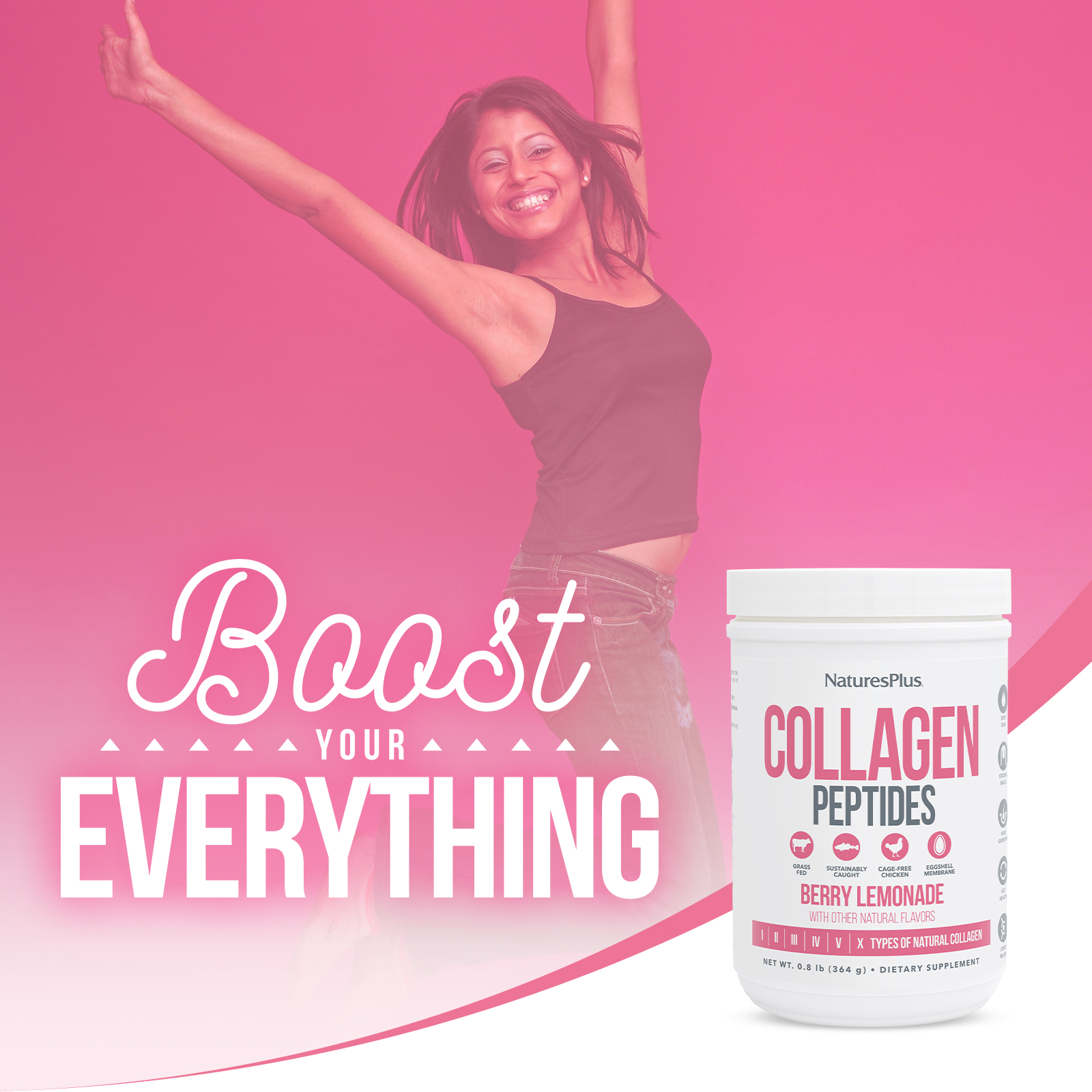 NaturesPlus, Collagen Peptides, Berry Lemonade, 0.8 lbs (364 g)