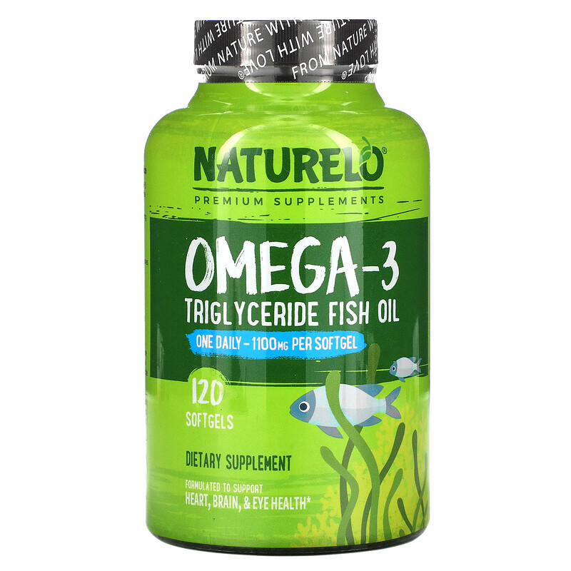 NATURELO, Aceite de pescado con triglicéridos de omega-3, 1100 mg, 120 ...