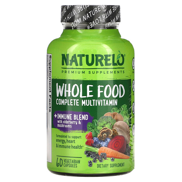 NATURELO, Whole Food Complete Multivitamin + Immune Blend, 60 ...