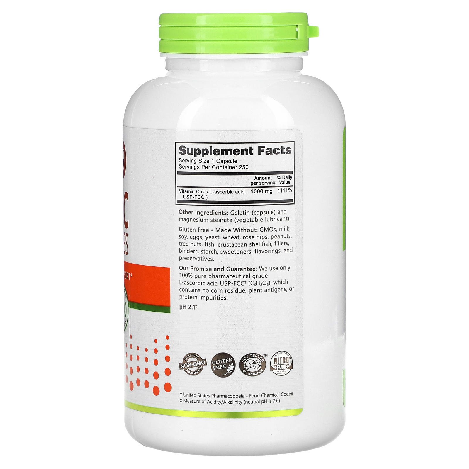 NutriBiotic, Inmunidad, Vitamina C, 1000 mg, 250 cápsulas