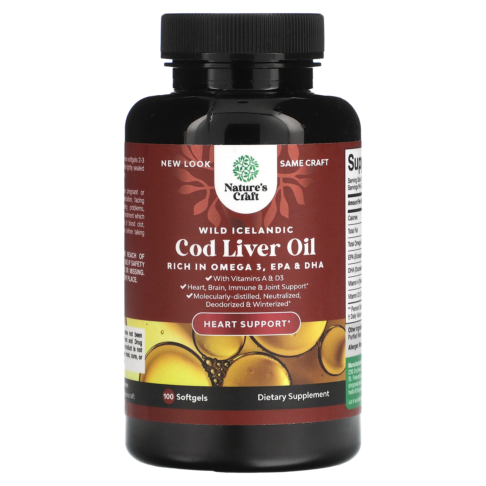 Nature's Craft, Wild Icelandic Cod Liver Oil, 100 Softgels