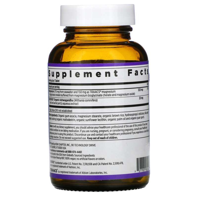 New Chapter, Magnesium + Ashwagandha, 30 Vegan Tablets - iHerb