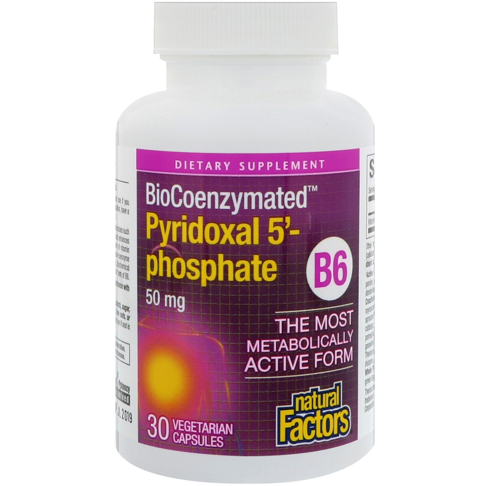 Natural Factors, BioCoenzymated, B6, Piridoxal 5-fosfato, 50 mg, 30 cápsulas vegetarianas ...
