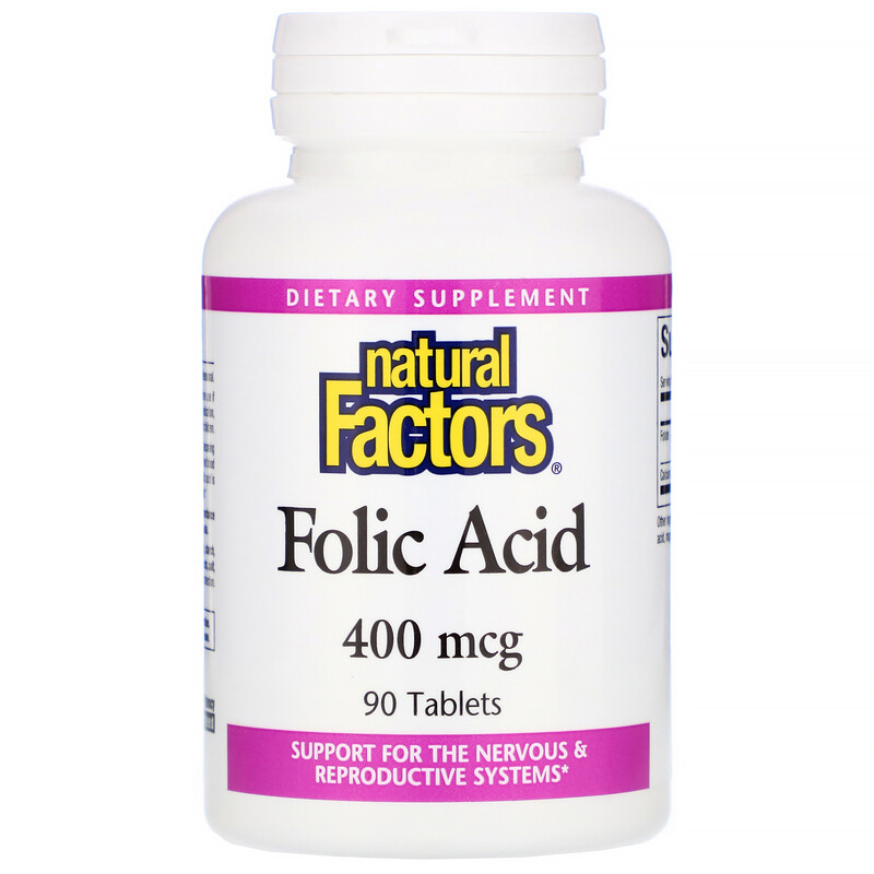 Natural Factors, Folic Acid, 400 mcg, 90 Tablets - iHerb