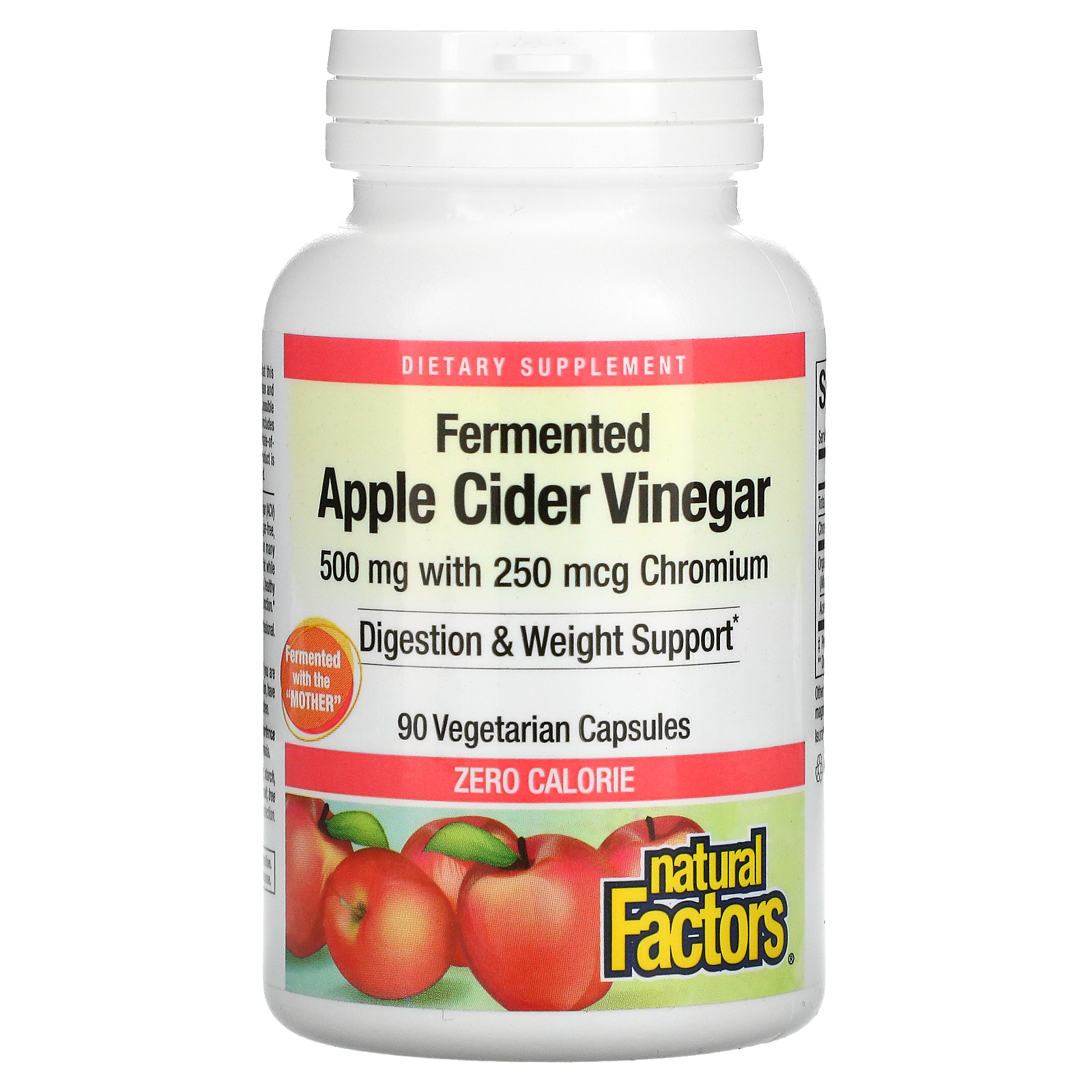 Natural Factors, Fermented Apple Cider Vinegar, 500 mg, 90 Vegetarian ...