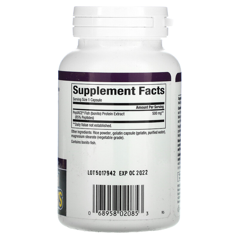 Natural Factors, PeptACE, Fish Peptides, 500 mg, 90 Capsules - iHerb