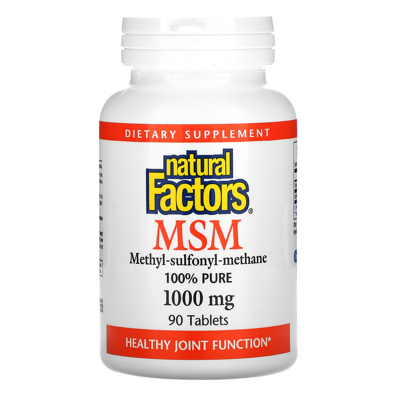 Natural Factors, MSM, Methyl-Sulfonyl-Methane, 1,000 mg, 90 Tablets
