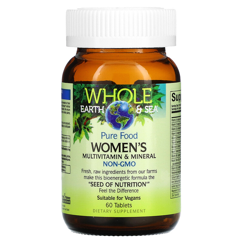 Natural Factors, Whole Earth & Sea, Women's Multivitamin & Mineral, 60 ...