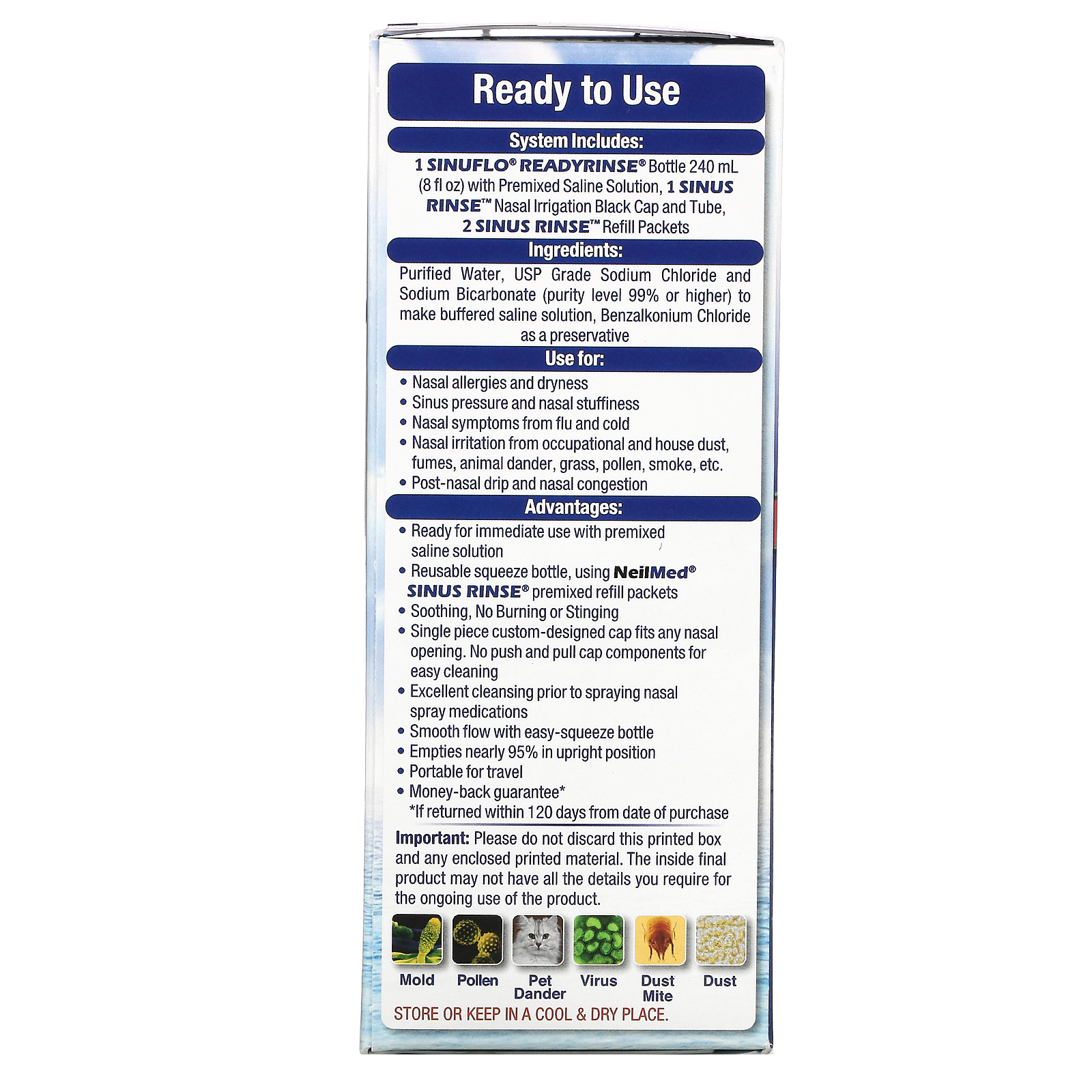 NeilMed, SinuFlo ReadyRinse, Premixed Nasal Wash, 2 Piece Kit