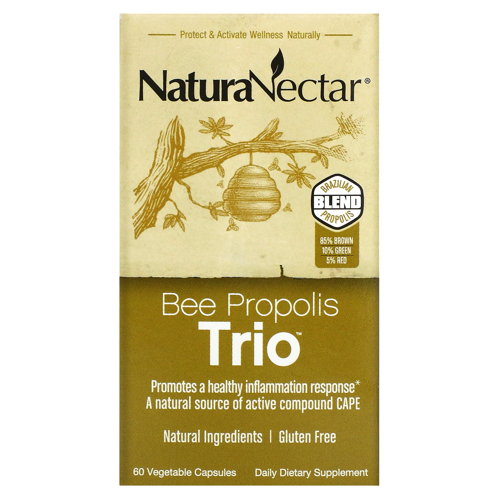 NaturaNectar, Bee Propolis Trio, 60 Vegetable Capsules