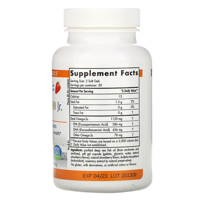Nordic Naturals, ProOmega 2000 Jr., Strawberry, 650 mg, 60 Soft Gels ...