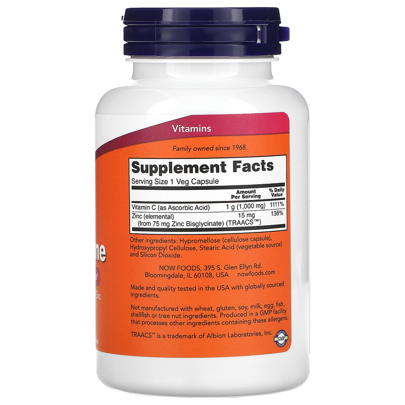 Now Foods C 1000 Zinc Immune Vitamin C 1000 Mg And Zinc 15 Mg 90 Veg Capsules Iherb