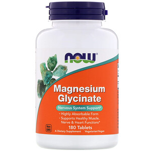 Now Foods, Magnesium Glycinate, Magnesiumglycinat, 180 Tabletten - iHerb
