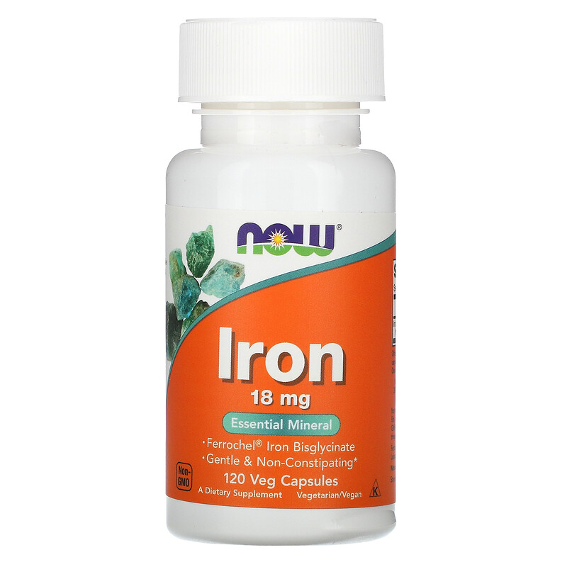 Now Foods, Iron, 18 mg, 120 Veg Capsules - iHerb