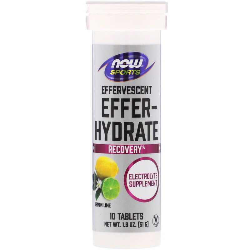 Now Foods, Sports, Effer-Hydrate, Lemon Lime, 10 Tablets, 1.8 oz (51 g ...