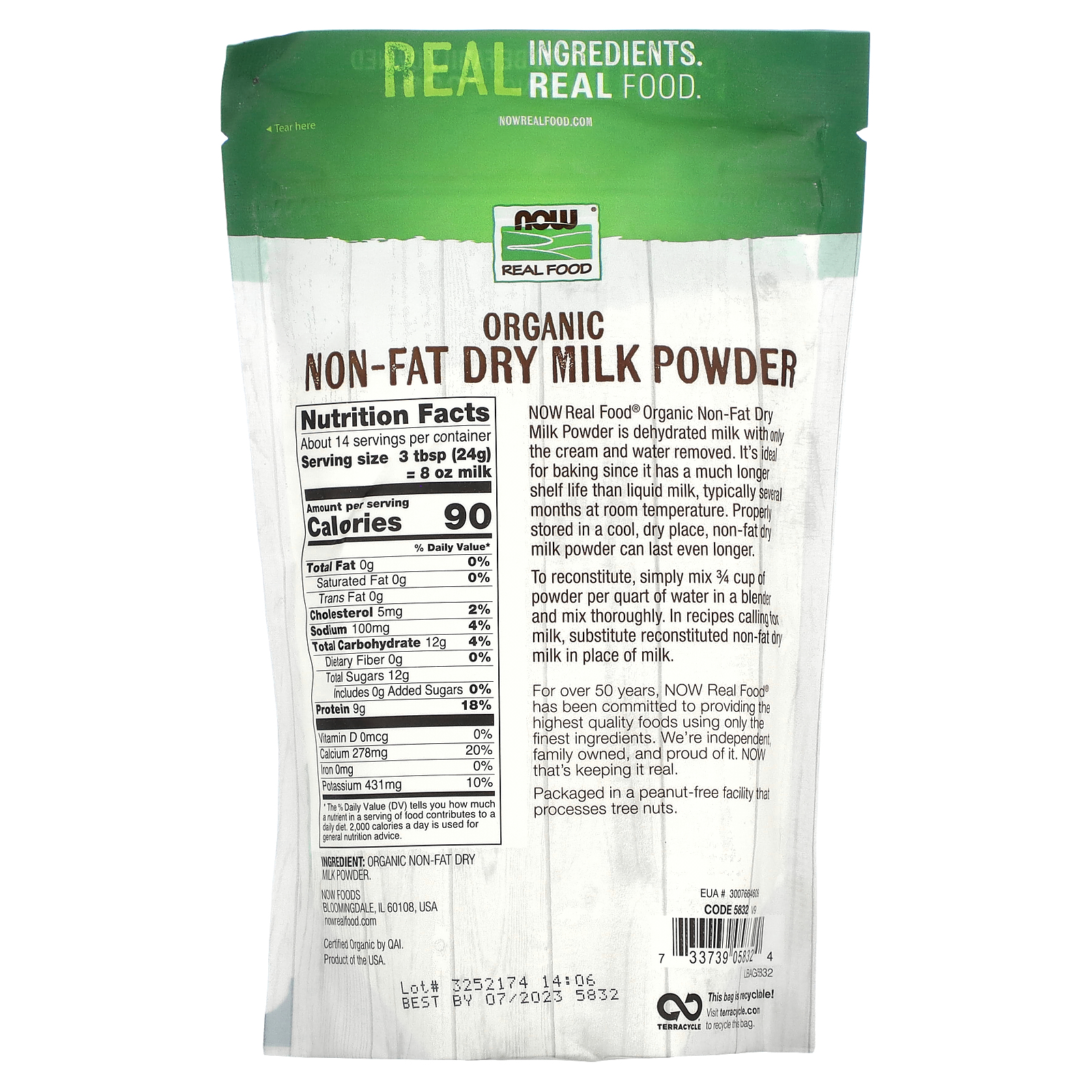 NOW Foods, Real Food, Organic Non-Fat Dry Milk Powder, 12 oz (340 g) NOW Foods, Real Food, Organic Non-Fat Dry Milk Powder, 12 oz (340 g)