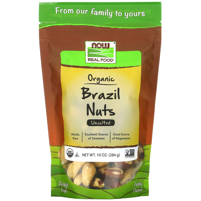 Now Foods, Real Food, Organic Brazil Nuts, Unsalted, 10 oz (284 g) - iHerb