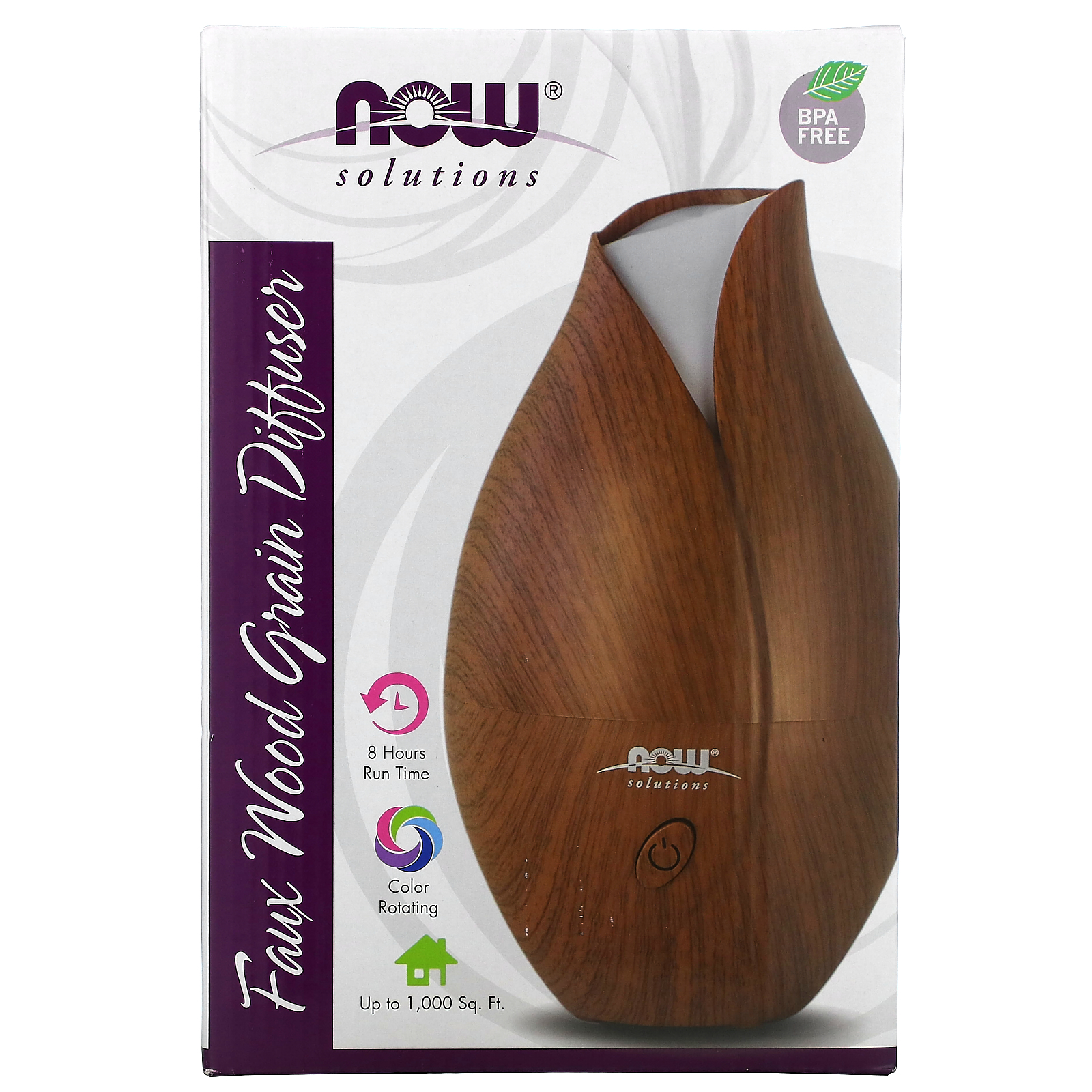 Now Foods, Solutions, Ultrasonic Faux Wood Grain Diffuser, 1 Piece - iHerb