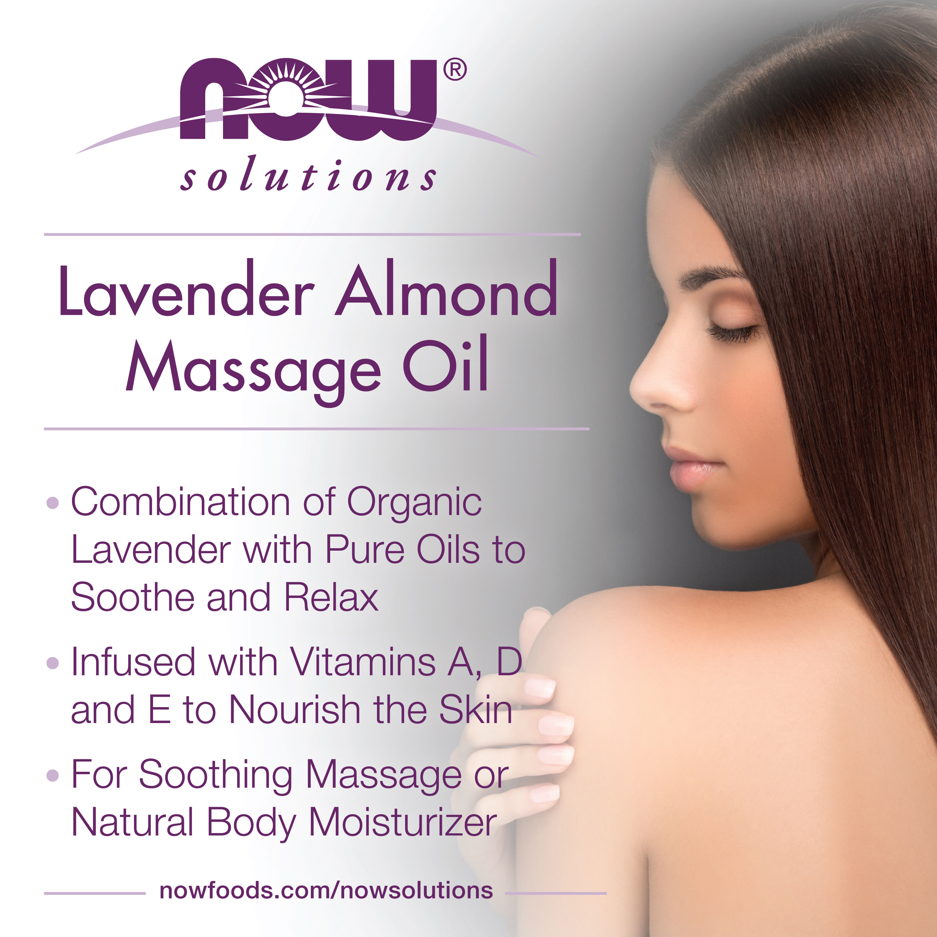 Now Foods Solutions Lavender Almond Massage Oil 16 Fl Oz 473 Ml