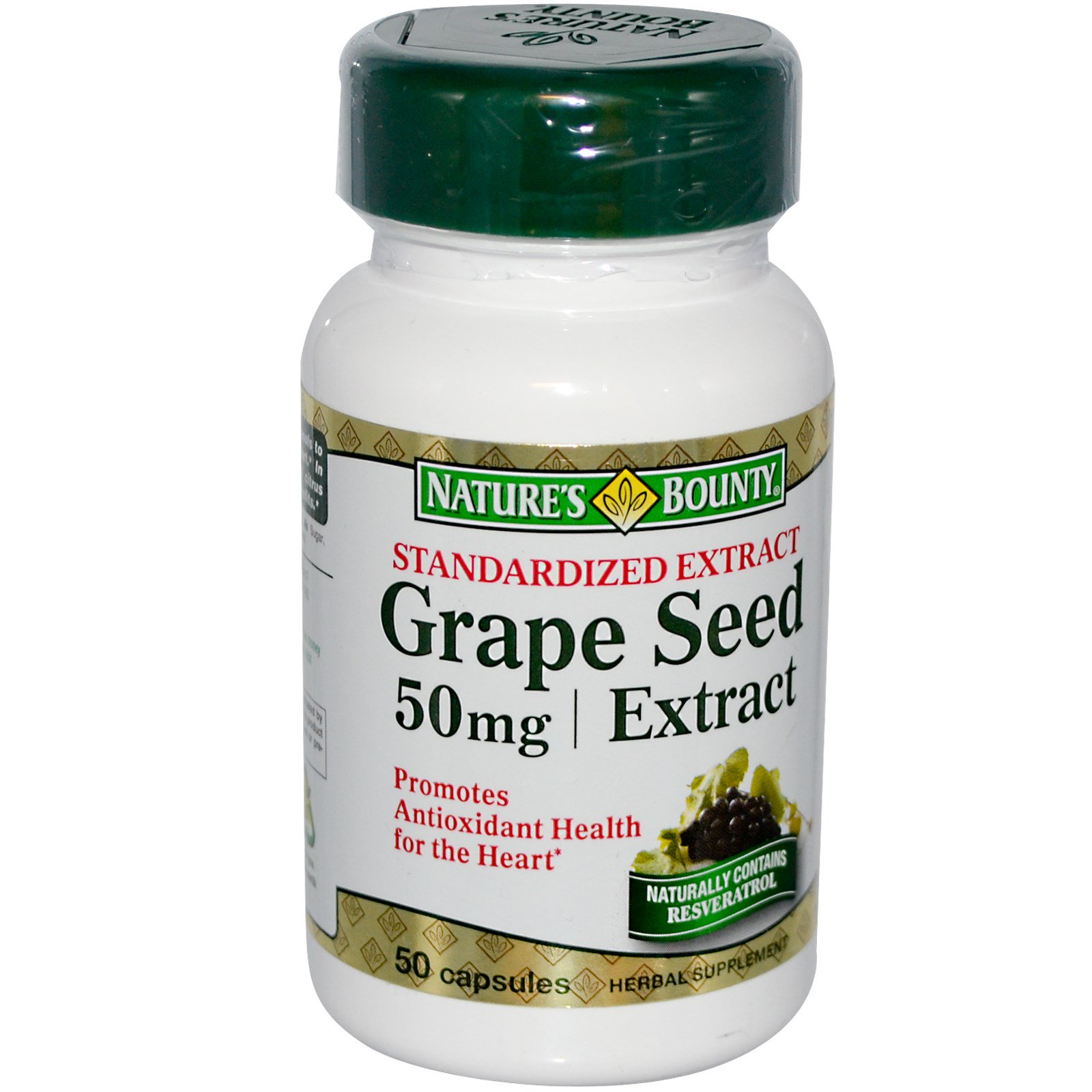 Nature's Bounty, Grape Seed Extract, 50 mg, 50 Capsules - iHerb.com