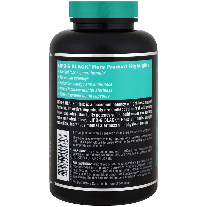 Nutrex Research, LIPO-6 Black Hers, Weight Loss Support, 120 Capsules ...