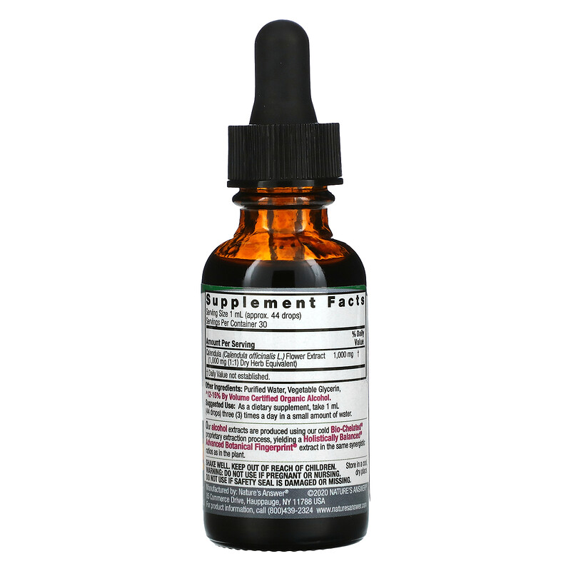 Nature's Answer, Calendula Flower, Fluid Extract, Lowest Alcohol, 1,000 ...