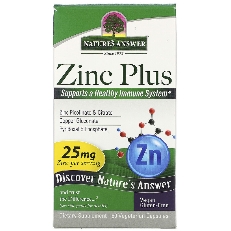 Nature's Answer, Zinc Plus, 25 mg, 60 Vegetarian Capsules - iHerb