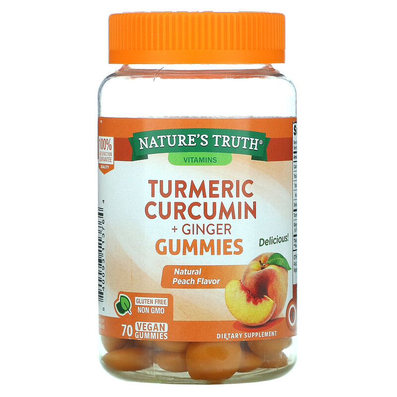 Nature's Truth, Turmeric Curcumin + Ginger, Natural Peach, 70 Vegan ... Nature's Truth, Turmeric Curcumin + Ginger, Natural Peach, 70 Vegan ...