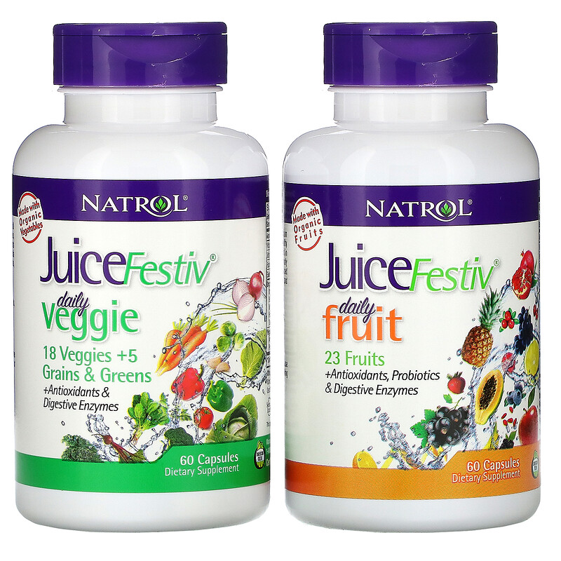 Natrol, JuiceFestiv, 2 Bottles, 60 Capsules Each - iHerb