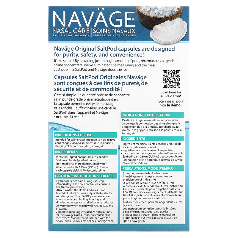 Navage, Nasal Care, Saline Nasal Irrigation, Saltpod Original, 30 ...