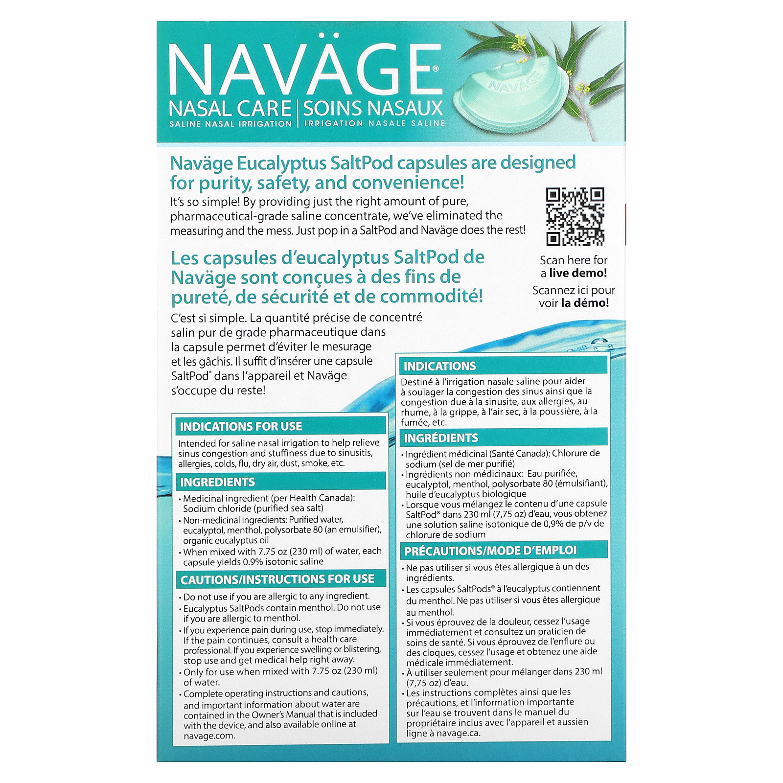 Navage, Nasal Care, Saline Nasal Irrigation, SaltPod Eucalyptus, 30 ...