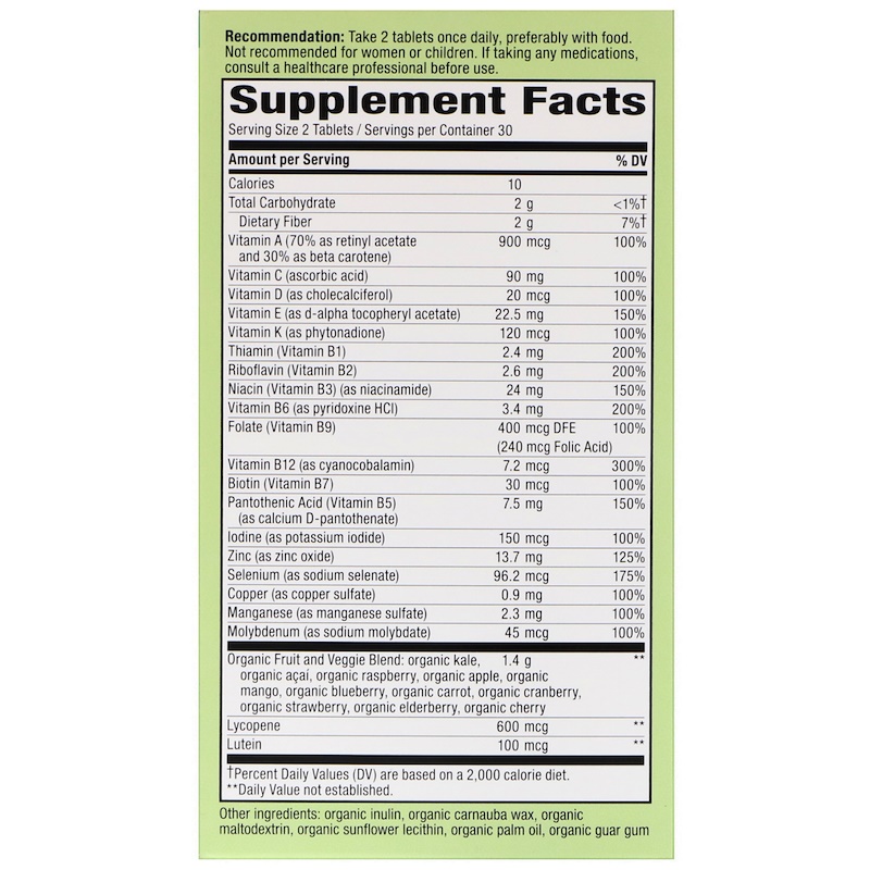 Nature's Way, Alive! Garden Goodness, Men's Multivitamin, 60 Tablets ...