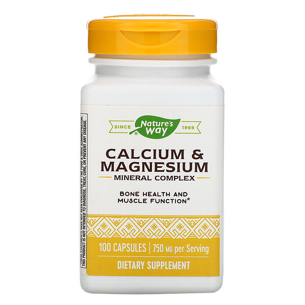 Nature's Way, Calcium & Magnesium Mineral Complex, 750 mg, 100 Capsules ...