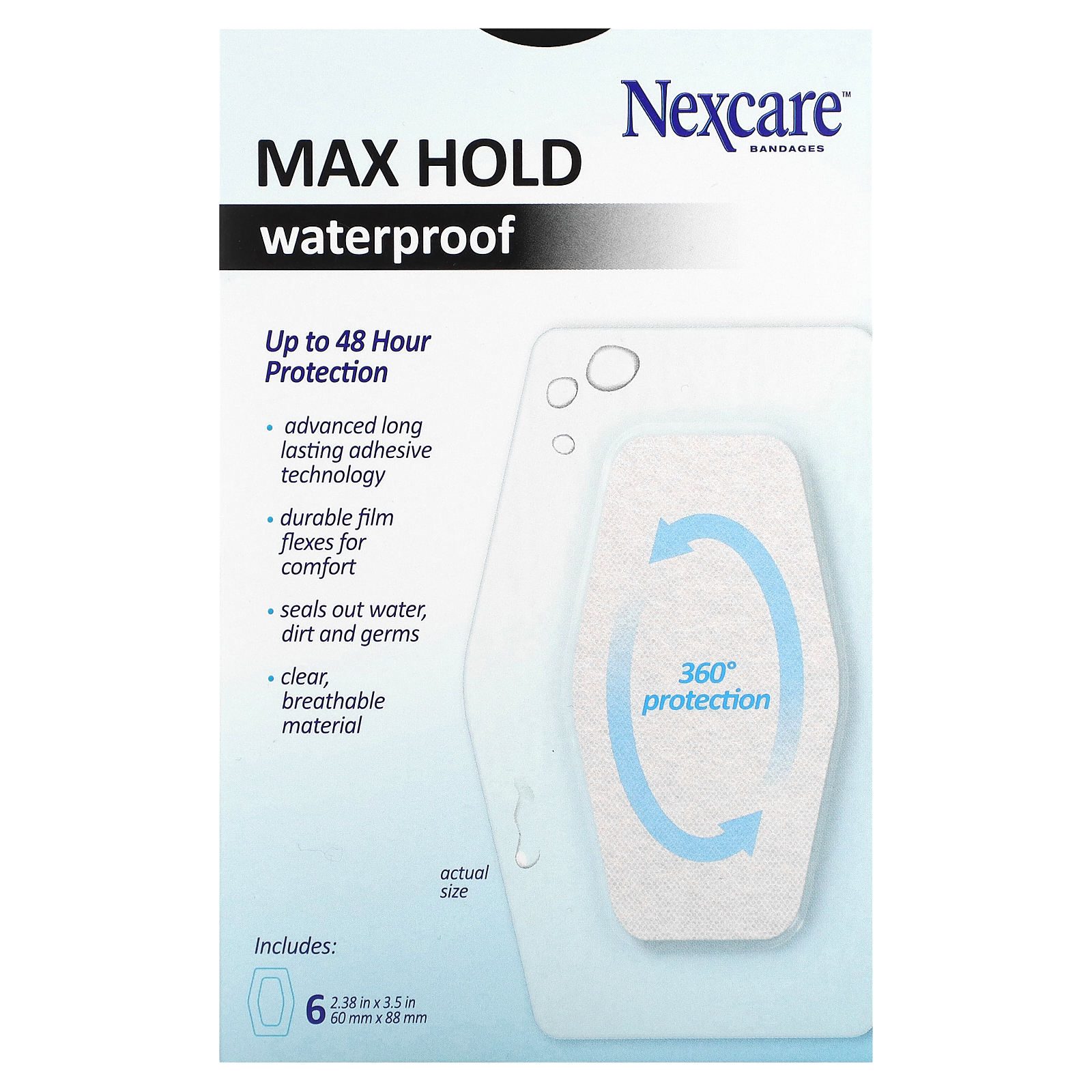 Nexcare Clear Waterproof Bandages Max Hold Knee And Elbow 6 Bandages