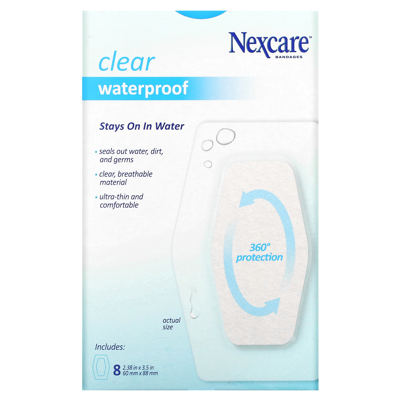 Nexcare Clear Waterproof Bandages Knee And Elbow 8 Bandages