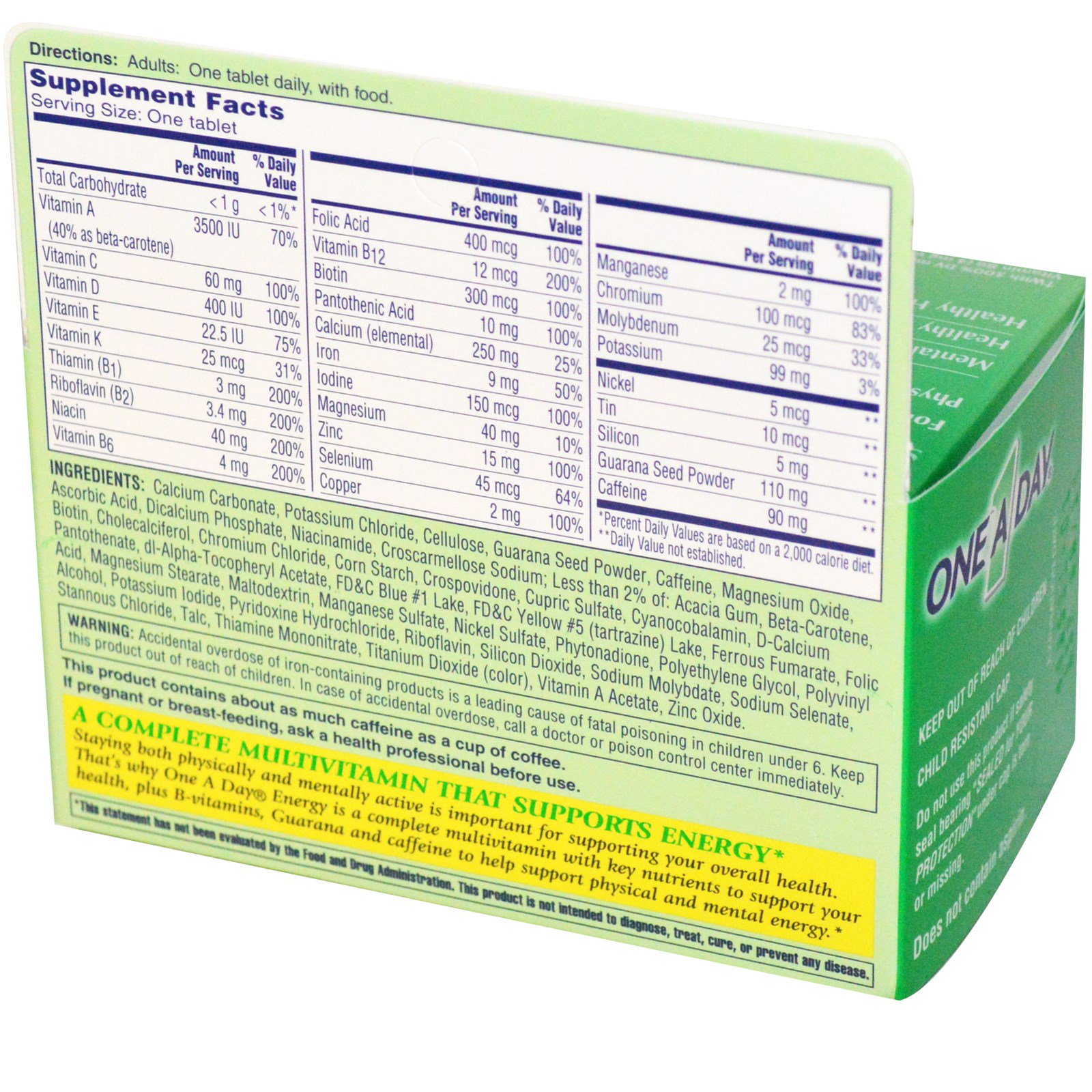 One-A-Day, Energy, Multivitamin/Multimineral Supplement, 100 Tablets ...