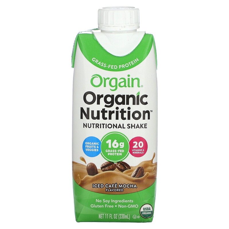Orgain, Organic Nutrition, Nutritional Shake, Iced Cafe Mocha, 4 Pack ...