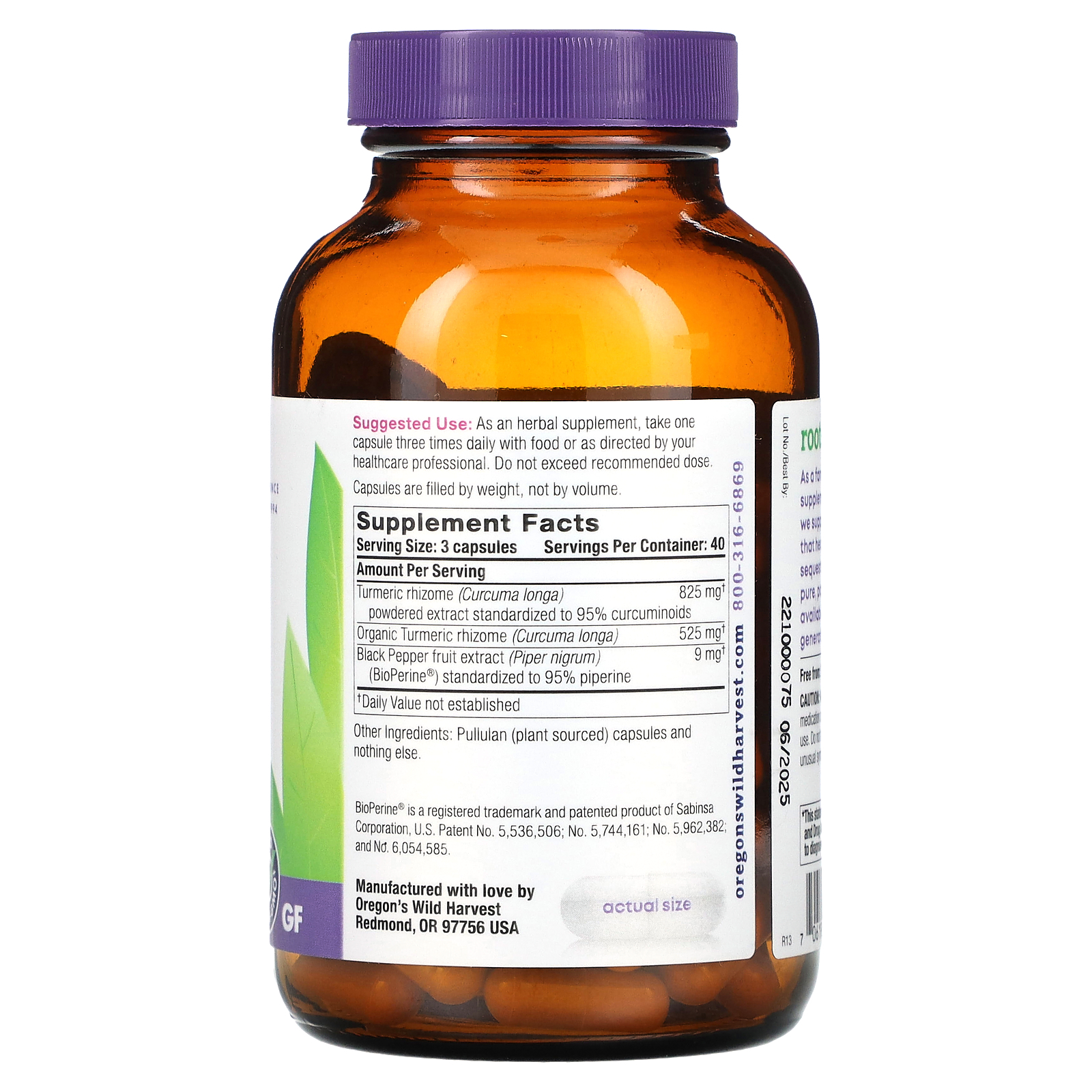 Oregons Wild Harvest, Turmeric, 120 Vegan Capsules