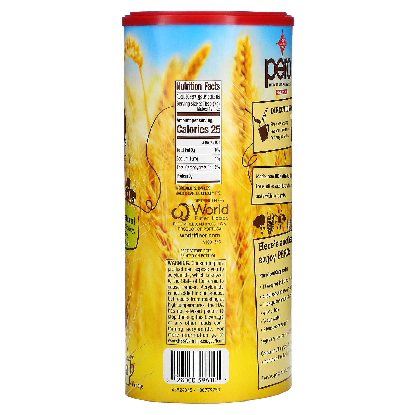 Pero, Instant Natural Beverage, Original, Caffeine Free, 7 oz (200 g)